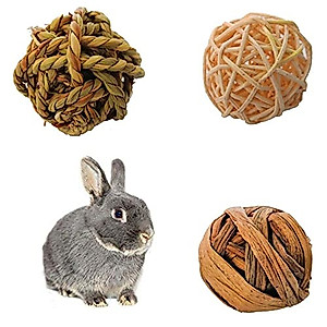 Small Animal Activity Chew Toys, Rabbits Bird Parrot Play Wicker Rattan Balls for Chinchilla Guinea Pig Rats Hamster Gerbil Degu Bunny(Rattan)