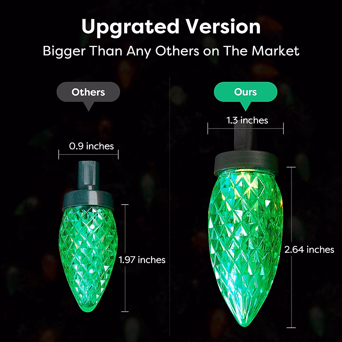 BlcTec Upgraded Super Big C9 Christmas Lights, 100 LED 66 FT Christmas String Lights with Remote, 8 Modes, Waterproof, Timer, Extendable for Indoor Outdoor Trees Eaves Christmas Decorations, Red Green