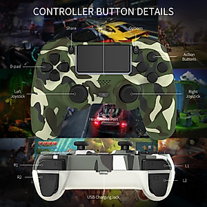 KDYGPDCT 2 Pack Wireless Controller for PS4/Pro/PS3,Wireless Remote Gamepad with 1000mAh Battery | Double Shock | Audio | 6-Axis Motion Sensor | Share Button (Green + Gray)