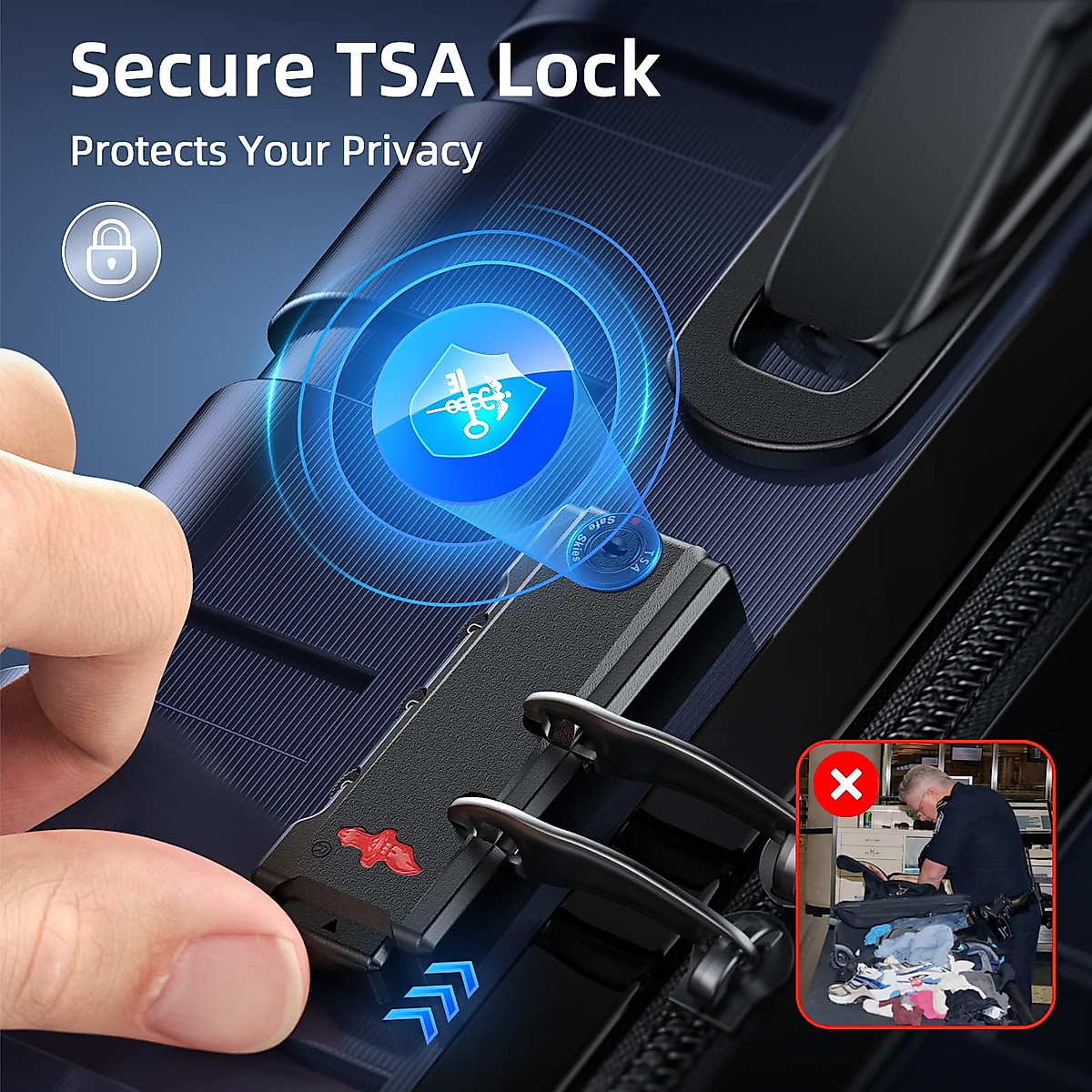 SHOWKOO Luggage Expandable Hardside Lightweight Durable Spinner Wheels Clearance Suitcase Set with TSA Lock 3 PCS (Deep blue)