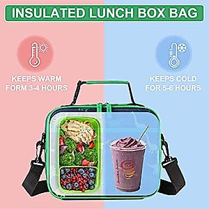 VASCHY Lunch Box Bag for Kids, Reusable Insulated Lunch Box Containers Coolers for Toddler Boys and Girls with Detachable Shoulder Strap for Daycare School Dinosaurs