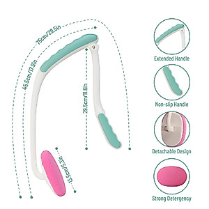 Back Scrubber for Shower, 29.5 in Bath Brushes Long Handles for Elderly, Detachable Curved Back Scrubber, Back Brush for Disabled with Limited Arm Movement, Frozen Shoulder, Men and Women