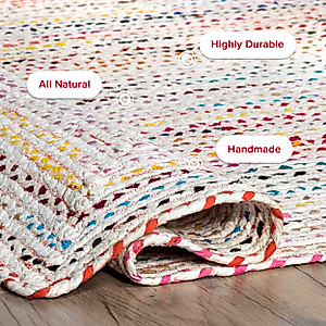 nuLOOM Tammara Bohemian Hand Braided Area Rug, Oval 5x8, Ivory