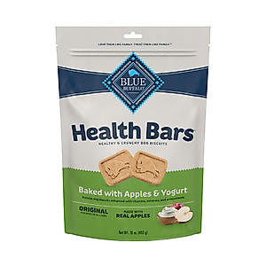 Blue Buffalo Health Bars Natural Crunchy Dog Treats Biscuits, Apple & Yogurt 16-oz Bag