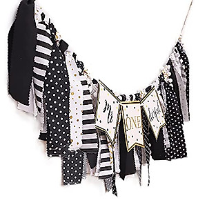 Mr. and Miss Onederful high chair banner - gold and black glitter garland, gold and pink glitter garland, often suitable for handsome little men and pretty little girls