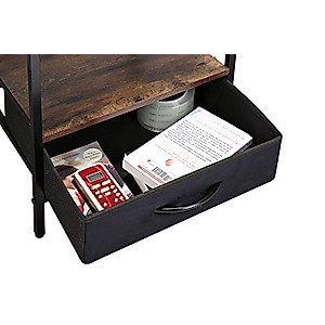 Kamiler Industrial Nightstand with Drawer -End Table,Side Table,Telephone Sofa Table Rustic Furniture Metal Frame for Bedroom/Entryway/Office