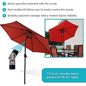 Sunnydaze 7.5 Foot Outdoor Patio Umbrella with Tilt & Crank, Aluminum, Burnt Orange