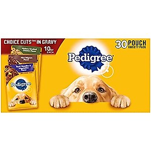 PEDIGREE CHOICE CUTS IN GRAVY Adult Soft Wet Dog Food Pack ( Variety: Beef, Chicken, Filet), 3.5 Oz - 30 Count (Pack of 1)