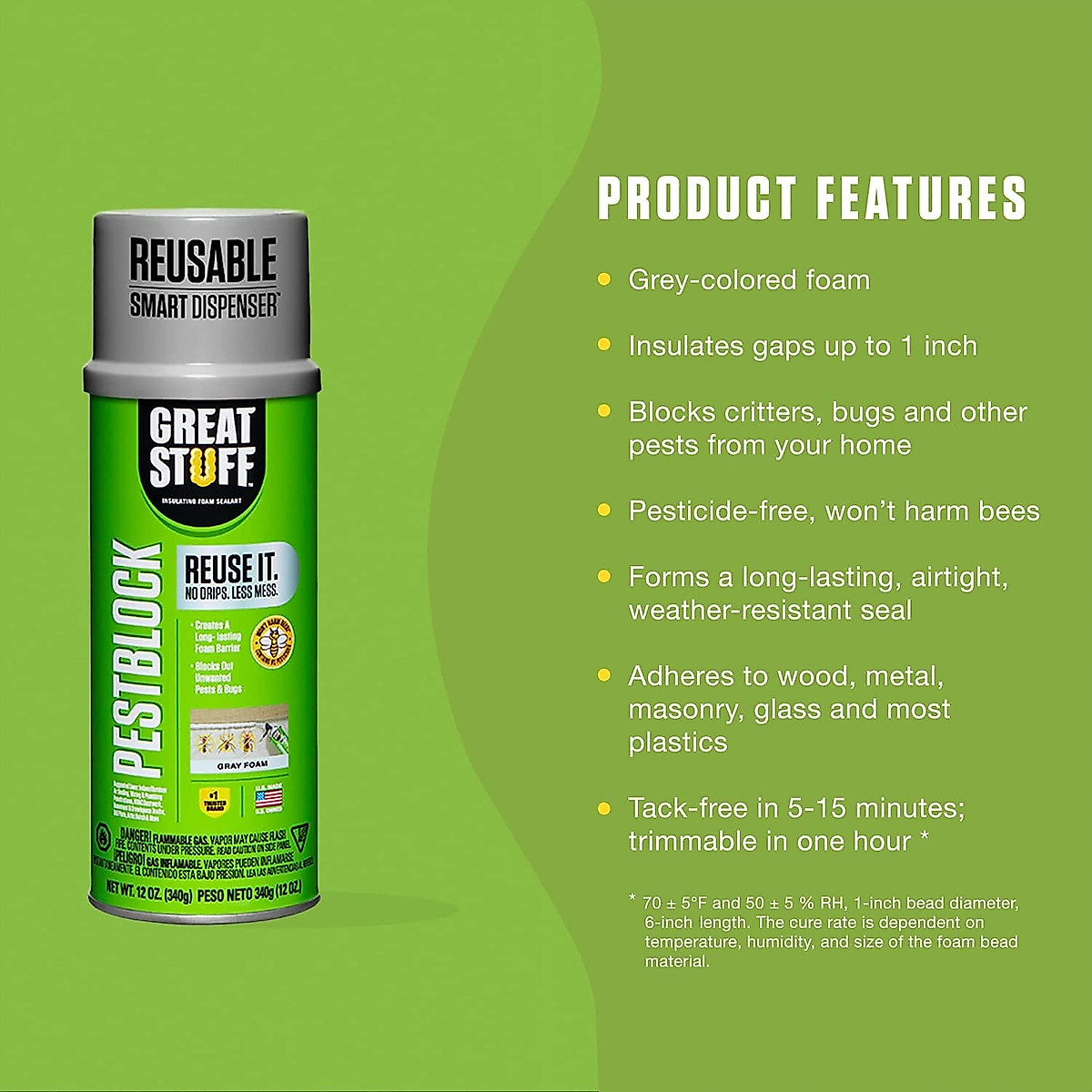 Great Stuff Pestblock Smart Dispenser - 3 Pack (3 x 12oz), Cans Off-White Spray Foam sealant for House/Home