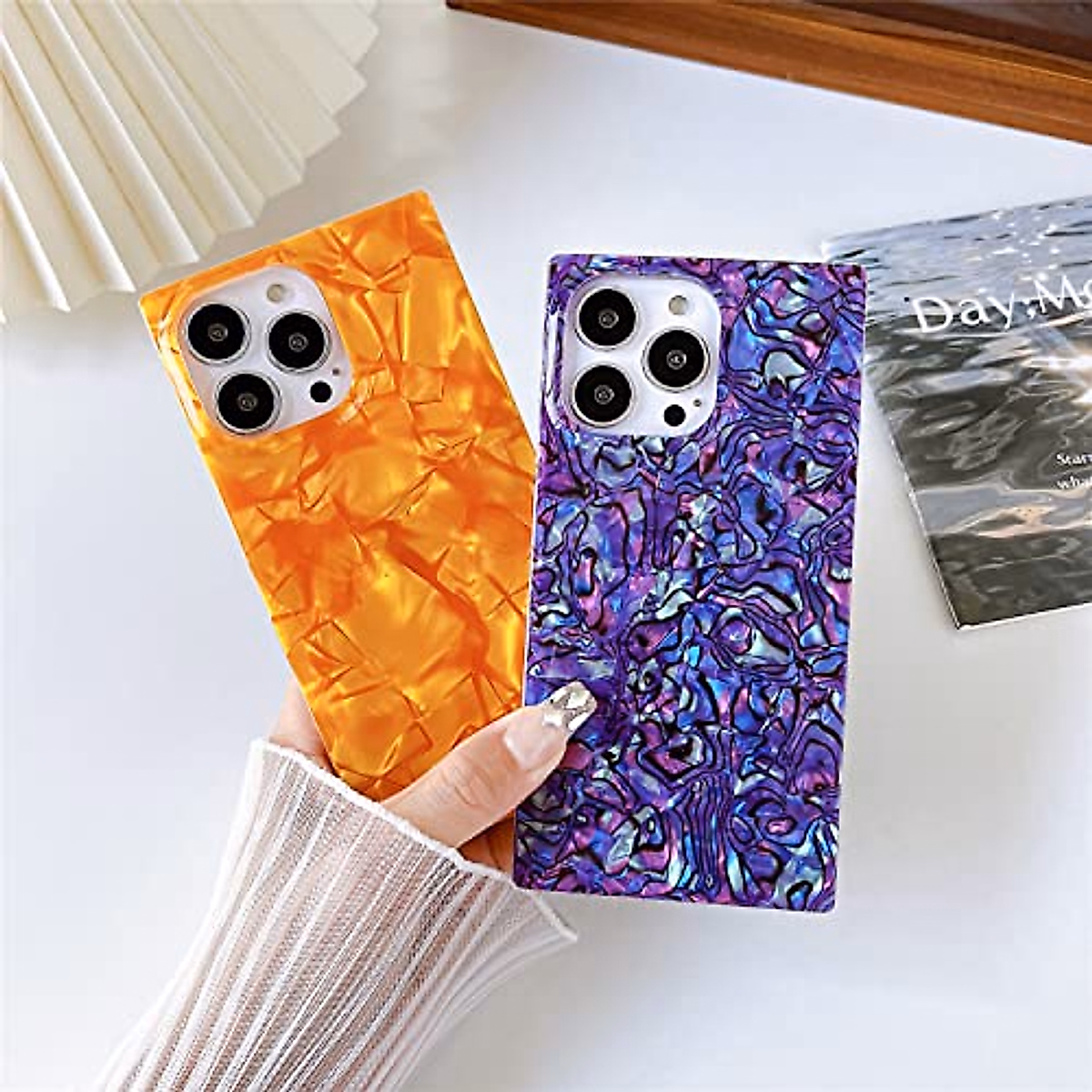 Cocomii Square Case Compatible with iPhone 13 Pro - Slim, Glossy, Opalescent Pearl, Iridescent Glitter, Easy to Hold, Anti-Scratch, Shockproof (Abalone)