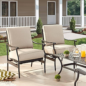 PatioFestival Patio Conversation Set 4-Piece Cushioned Outdoor Furniture Sets with All Weather Frame for Porch Backyard Lawn(Beige)