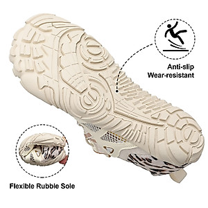 XIHALOOK Womens Mens Beach Water Shoes Quick Dry Barefoot for Swim Pool Lake Hiking Kayaking Surfing Beige Leopard, 8.5 Women/7 Men