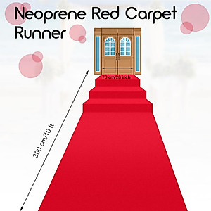 Boao Neoprene Carpet Runner Reusable Plastic Floor Runner Non Slip Rubber Backed Runner Rugs for Hallway Aisle Runner Carpet Roll for Wedding Party Decor Prom Business Outdoor (Red, 10 x 2.3 Ft)