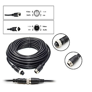 Xenocam 16FT 5M Car Video Extension Cable 4-Pin Aviation Waterproof Shockproof for CCTV Rearview Camera Truck Trailer Camper Bus Motorhome Vehicle Backup Monitor System