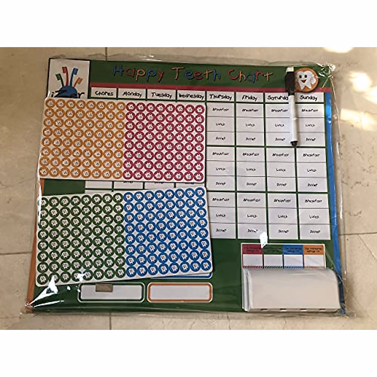 izer Rewards Chart for Kids with Magnets and Tooth Brush Holder, for toothbrushing