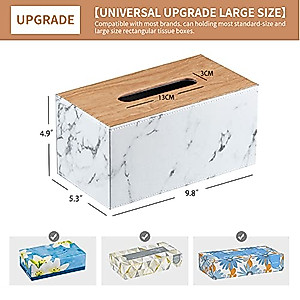 Tissue Box Cover Rectangular, PU Leather Tissue Box Holder,Elegant Stitching Style Universal Tissue Holder Case for Home Office Desk Bathroom Vanity Countertop, Night Stand Decoration