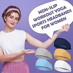 LOTUS78 Workout Headbands for Women Non Slip, 12pcs Soft Elastic Sports Hair Bands for Women's Hair, Wide Headbands for Woman, Daily Fashion Head Bands for Women's Hair, Womens Headbands (Feel icon)