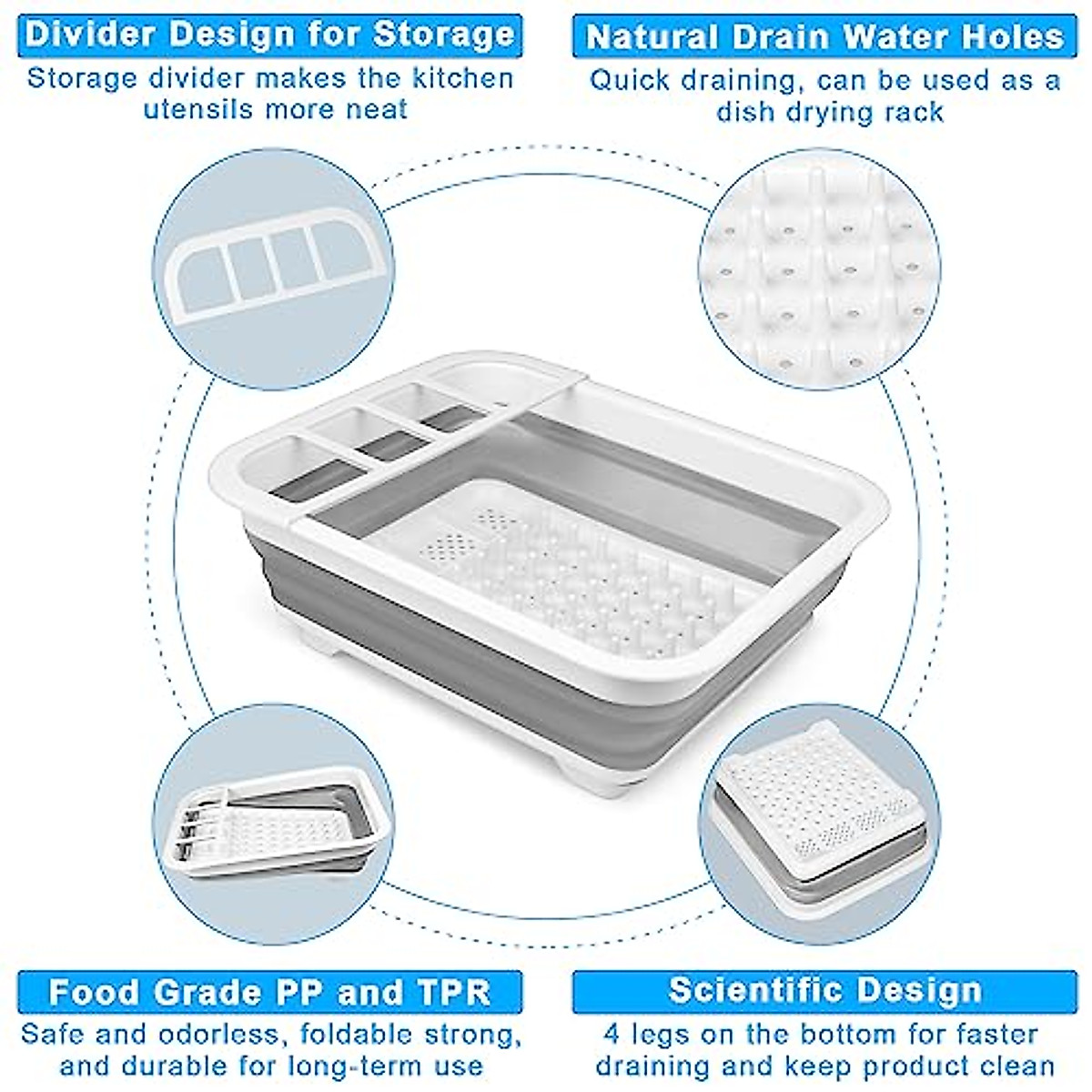Collapsible Dish Drying Rack Portable Dish Drainers for Kitchen Counter,Kitchen Sink Organizer Basket RV Accessories Camper Kitchen Organization and Storage Space Saver Dish Rack Over Sink Drying Rack