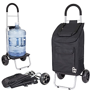 dbest products Trolley Dolly Black Foldable Shopping cart for Groceries with Wheels and Removable Bag and Rolling Personal Handtruck Standard