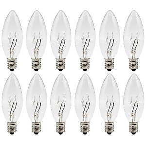 Creative Hobbies Replacement Light Bulbs for Electric Candle Lamps, Window Candles, & Chandeliers - 5 Watt Candelabra, Clear, Steady Burning, 120v 5w Bulb - Pack of 12