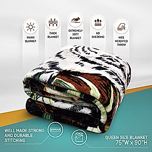 Hiyoko Faux Fur Throw Blanket Queen Size - White Tiger Blanket Faux Mink - Bed Blankets Queen Size