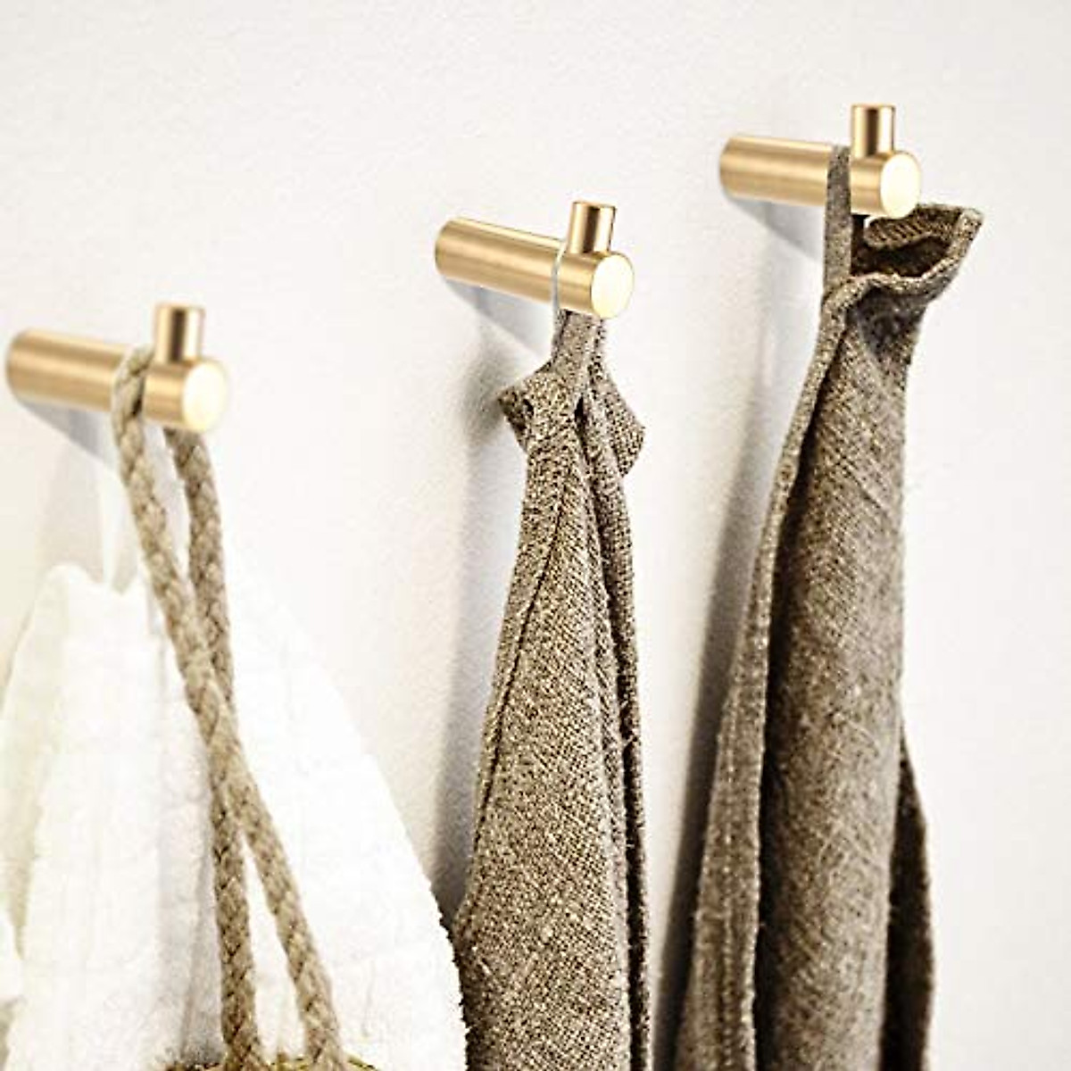 4 Pcs Brass Wall Hooks, Gold Coat Hooks for Wall, Towel Cloth Robe Hangers Hooks Wall Mounted, Brass L-Shaped Heavy Duty Bathroom Kitchen Living Rooms Hat Key Hooks