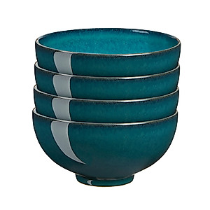 Denby Greenwich Rice Bowl Set of Four, Green, 024048045,13 x 13 x 6.5 cm; 1.13 Kilograms