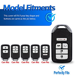 Flensent for Honda Key Fob Cover with Keychain Lanyard Compatible with 2015-2021 Accord Civic CR-V Insight Passport Pilot Smart 5 Buttons Remote Keyless