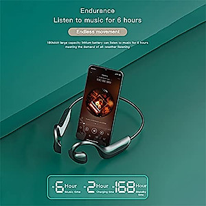 Qiopertar G-100 Bluetooth 5.0 Wireless Headphones Bone- Conduction Earphone Waterproof with Microphone Premium Sound Deep Bass for Work Home Office Bicycling Hiking Outdoor Sport