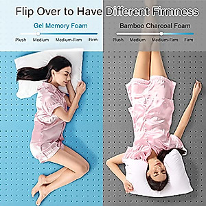 Maxzzz 4 Inch Mattress Topper Queen - Cooling Gel Memory Foam Mattress Topper Bamboo Bed Topper, Medium Firm Mattress Topper High-Density Foam Topper, CertiPUR-US Certified