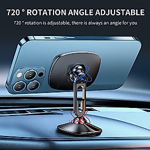 JTRSL Car Magnetic Phone Mount - Alloy Car Phone Holder for Dashboard and Air Outlet, 360° Rotatable Universal Magnetic Car Mount Suitable for iPhone, Samsung and Other Smartphones (Black)