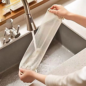 3PCS Trash Bags Storage Organizer Mesh Grocery Bag Dispenser Wall Mount Garbage Bag Storage Holder for Home Kitchen (White)