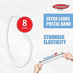 Extra Large 8 Inch Big Postal Rubber Band - White Color Heavy Duty Elastic Biodegradable Natural Rubber Bands Pack of 30 Pcs