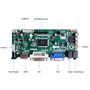 GeeekPi NT68676 HDMI+VGA+DVI+Audio Input LCD Controller Driver Board or HSD190MEN4 M170EN06 17" 19" 1280x1024 4CCFL 30Pins LCD Panel,Fit for Arcade1Up Monitor