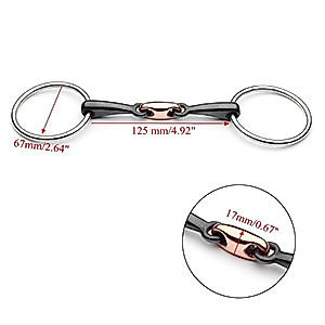 N/A 125mm Elastic Ring Horse Bridle D-Ring Stainless Steel Copper Roller Equestrian Accessories