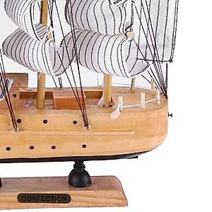 Wooden Sailboat Model Decor Miniature Sailing Boat Ship Model Home Decoration Rustic Mini Antique Sailboat Ornament Crafts Handcrafted Nautical Ocean Theme Sailing Boat for Home Office Tabletop