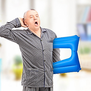 Inflatable Square Cushion Breathable Comfort Inflatable Air Seat Cushion and Inflator for Sitting Toilet Office School Chair Wheelchair Chair, Postpartum Relieve Pressure, Blue (2 Pieces)