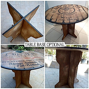 Round Table Top Inspired by Old Wine, Whiskey & Beer Barrels, Size 16/20/24/30/36/40/42/46 Inch, Living Room Bar Kitchen Patio Wood Furniture, Antique Look, Handmade Aged Rustic Table