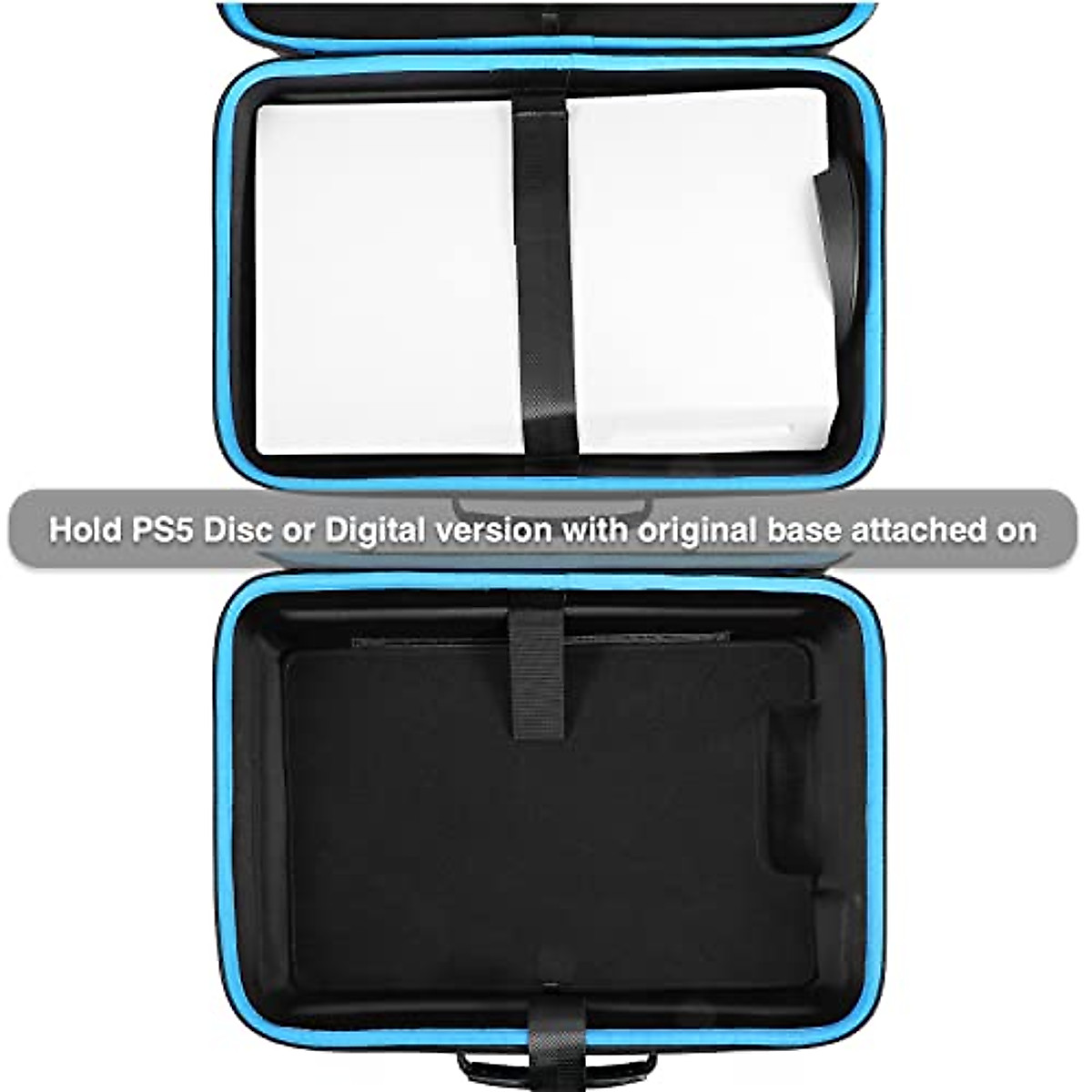 ZENACCE Hard Carrying Case Compatible with PS5, Full Size Protective Travel Bag Fits PlayStation 5 Console with Base On, DualSense Controllers, Pulse 3D Headset and Other Accessories