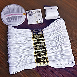 White Embroidery Floss, Embroidery Thread 12 skeins