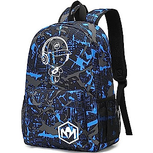 School Backpack for Teen Boys Bookbags Elementary High School Kids Travel Daypacks (Blue)