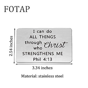 FOTAP Philippians 4:13 Wallet Card Insert I Can Do All Things Through Christs Who Strengthens Me Religious Wallet Card Inspirational Gift For Him or Her (I can do all things)