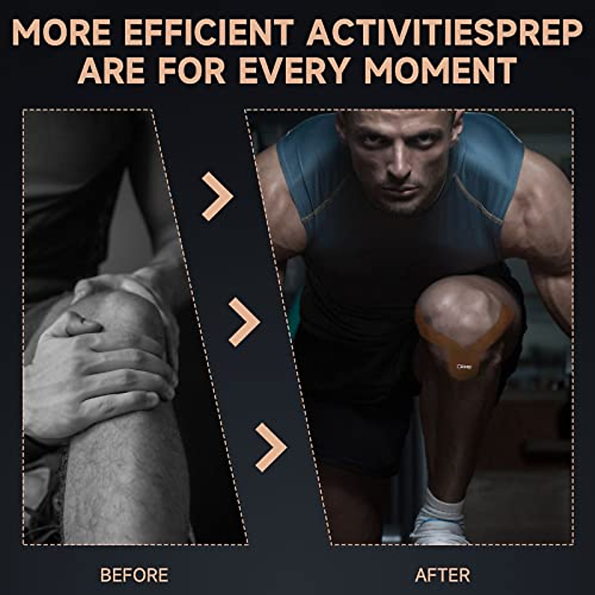 CKeep Kinesiology Tape (2 Rolls), Original Cotton Elastic Premium Athletic Tape,33 ft 40 Precut Strips in Total,Hypoallergenic and Waterproof K Tape for Muscle Pain Relief and Joint Support