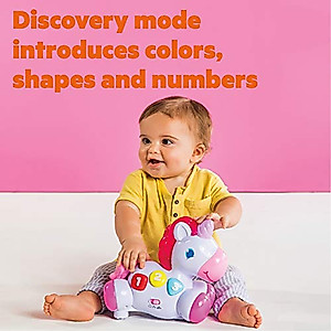 Bright Starts Rock & Glow Unicorn Crawling Baby Toy with Lights and Melodies, Age 6 Months +, Pink