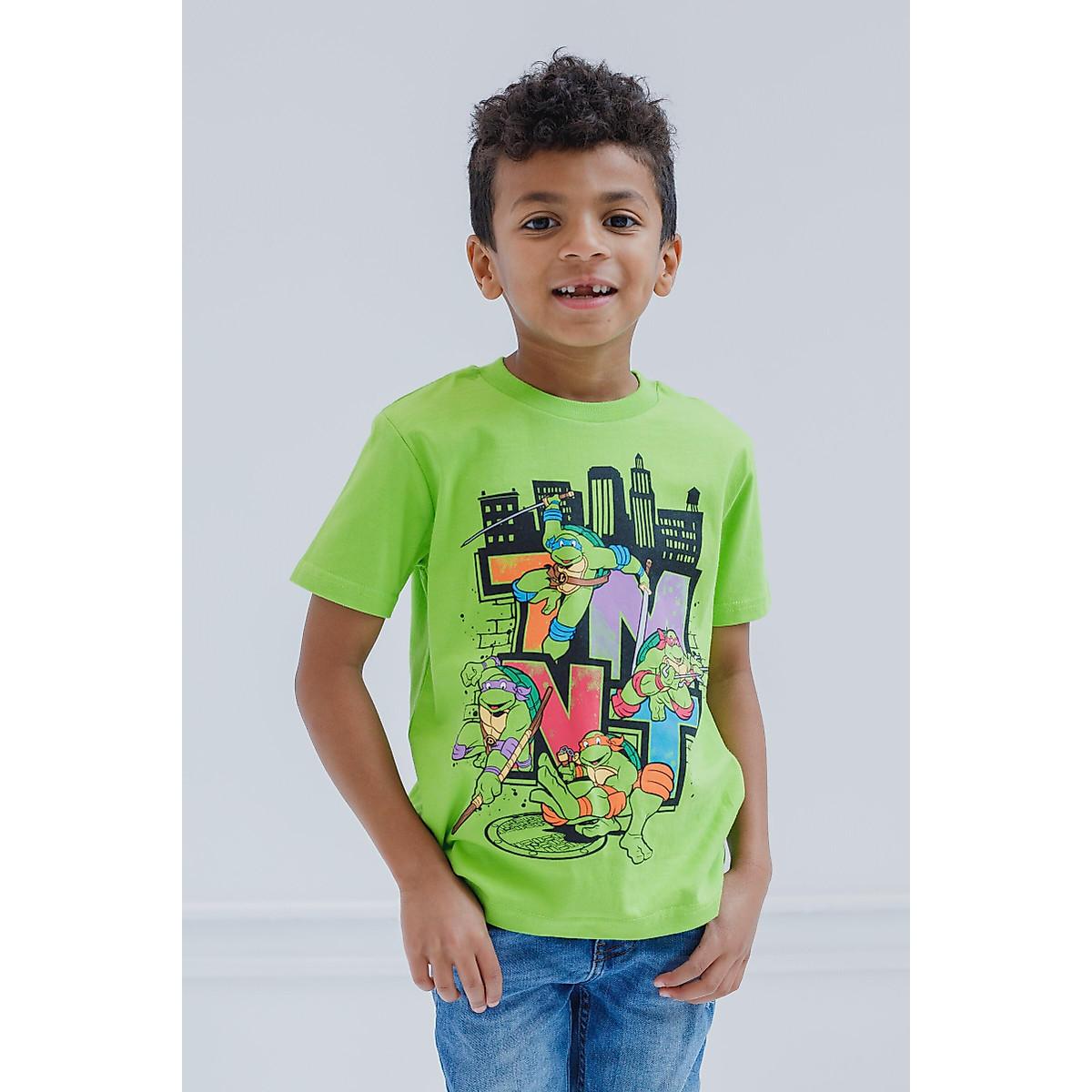 Teenage Mutant Ninja Turtles Leonardo Michelangelo Raphael Little Boys 3 Pack T-Shirts White/Gray/Green 7-8