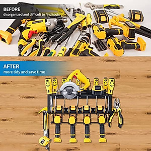 PLOSIF Power Tool Organizer, Ultra Heavy Duty Wall Mount Drill Holder 3 Layers Floating Shelves, Garage Shelving on Pegboard, Garage Organization and Storage Rack for Dad