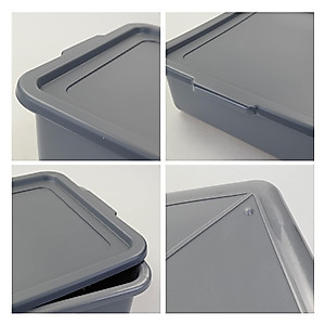 Begale 3-Pack Gray Commercial Utility Bus Box, Plastic Bus Tub with Lids, 13 L