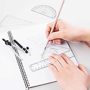 Amazon Basics 10-Piece Math Kit - Includes Compasses, Graphite, Eraser, Sharpener, Protractor, Triangles, Ruler, and Carrying Box