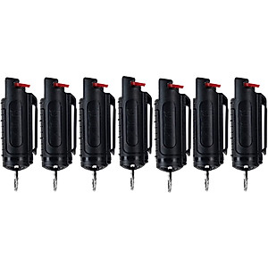 Police Magnum Keychain Pepper Spray Bulk Self Defense Set- Maximum Strength- Belt Clip Safety Key Chains for Women & Men- Made in The USA- 7 Pack Black INJ