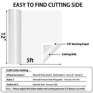 AHIJOY Reflective Vinyl Permanent Adhesive 12" x 5FT Silver Adhesive Vinyl for Cup Crafts Signs Scrapbook Lettering DIY Projects Home Decor